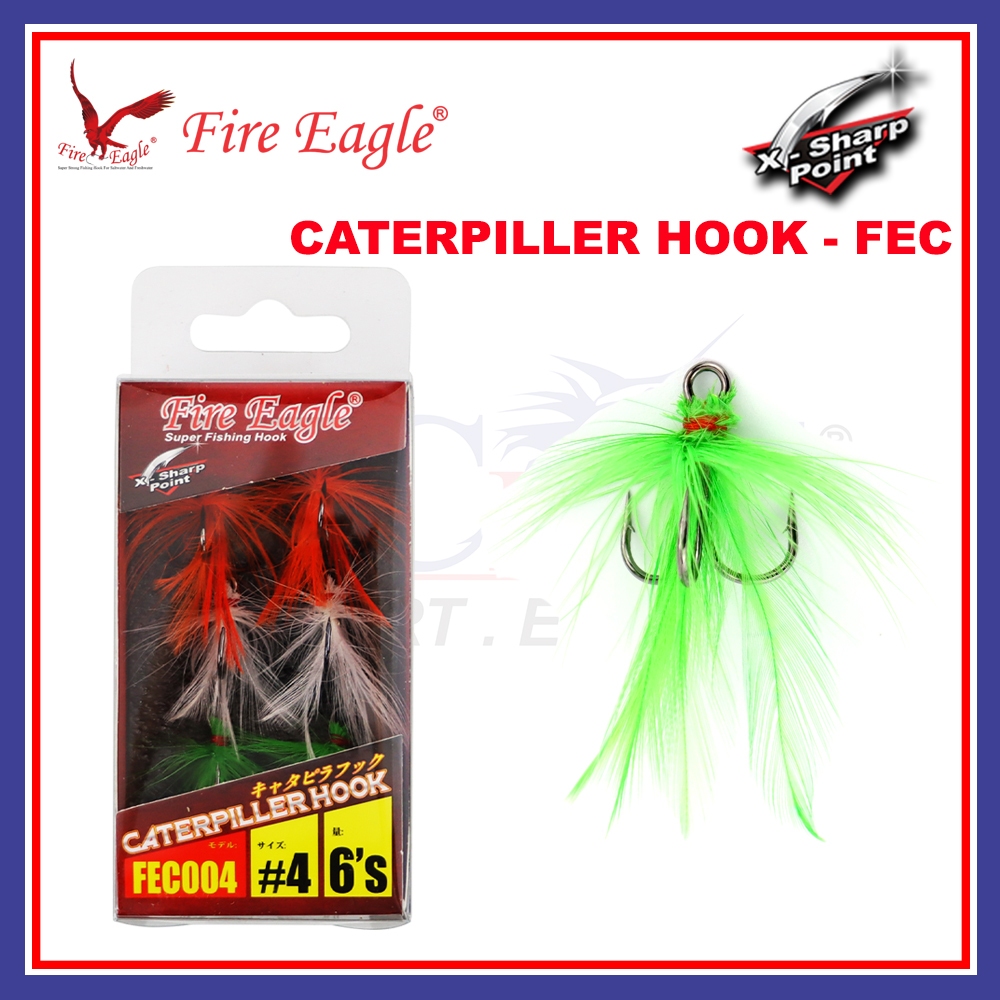 Fire Eagle Caterpillar Hook FEC Fishing Hook Treble Hook Mata Kail Bulu ...