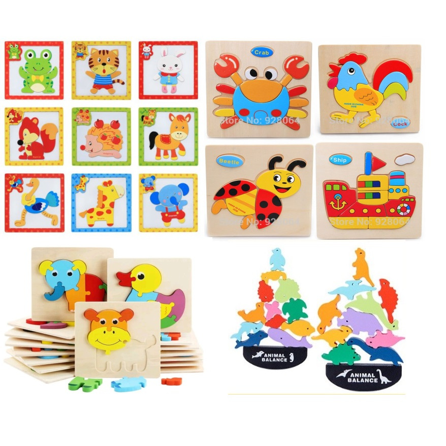 3D Wooden Blocks Jigsaw Puzzles Magnetic Learning Educational Toy Play ...