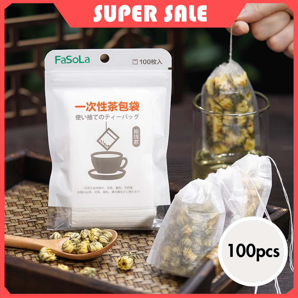 FaSoLa 100pcs Disposable Tea Bag Empty Drawstring Tea Filter Bag Non ...