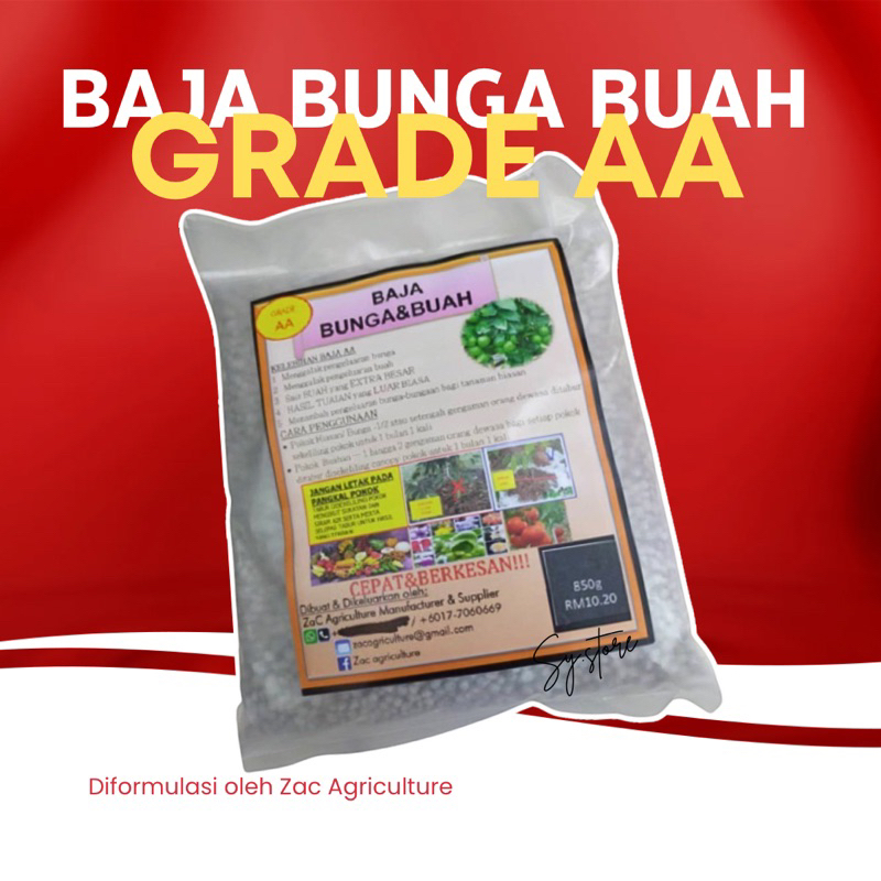 Baja Buah & Bunga Gred AA 850g NPK 13:13:24 by Zac Agriculture ( Baja ...