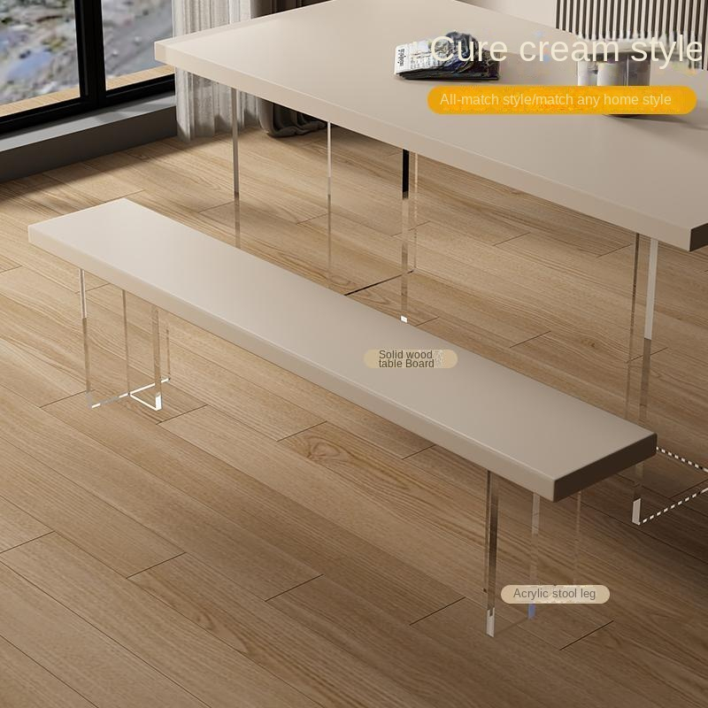 Cream wind acrylic solid wood bench simple suspension bench entryway ...