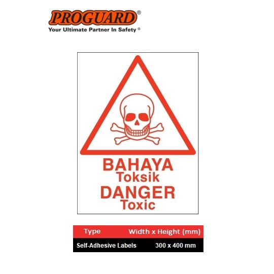Proguard "Danger Toxic" Bahaya Danger Chemical Hazardous Sticker Label ...