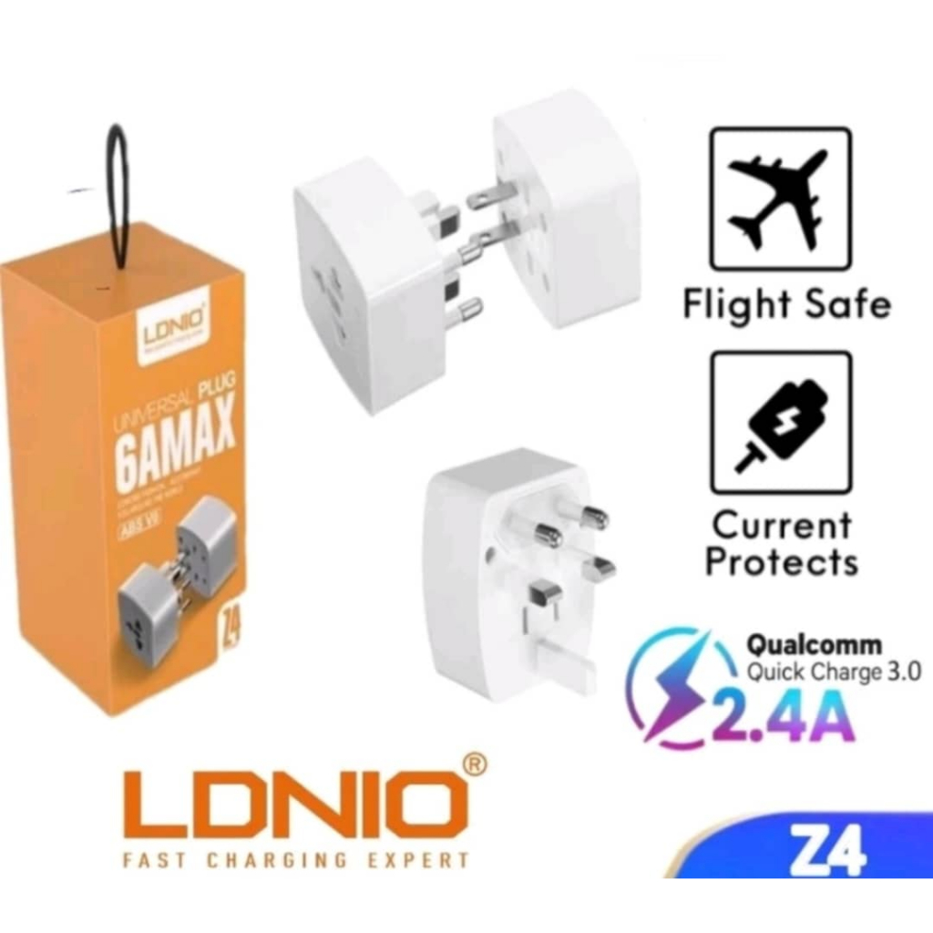 LDNIO Z4 Universal Plug Adapter With UK/EU/US/AU Pin & 2 Universal ...