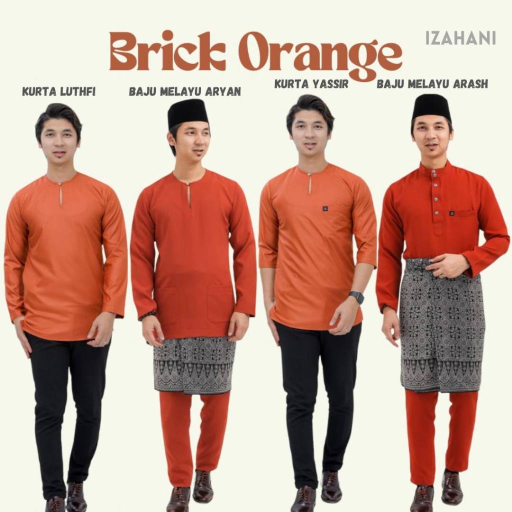 BRICK ORANGE/ORANGE BATA HOT COLOUR RAYA 2024, BAJU MELAYU, KURTA ...