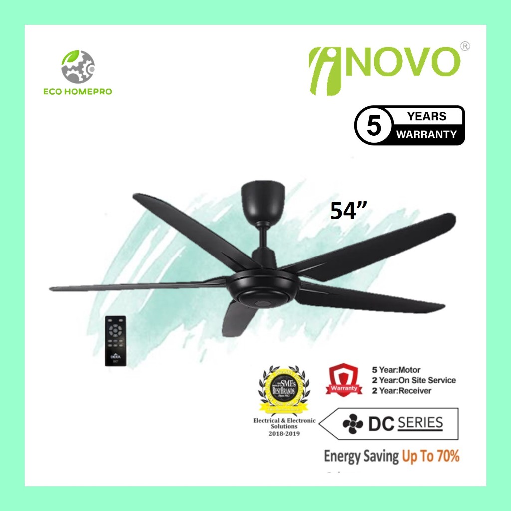Inovo 54" DC 5 Blade Ceiling Fan V15(8F+8R)(16SPEED/MATT BLACK ...
