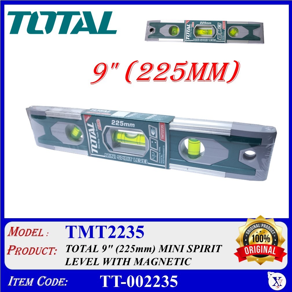 TMT2235 TOTAL 9" (225mm) MINI SPIRIT LEVEL WITH MAGNETIC TT-002235 ...