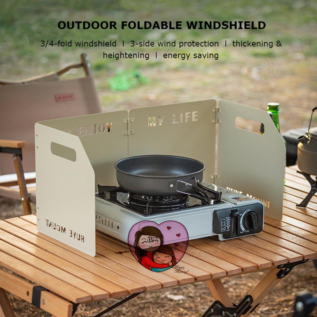 Outdoor Foldable Windshield Stove Portable Camping Cooking Cookware Pot ...