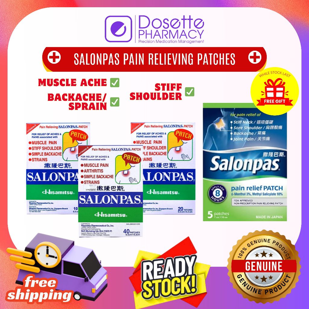 SALONPAS PAIN RELIEVING PATCH 10S / 20S / 40S / 5S (7 CM X 10CM BIGGER ...