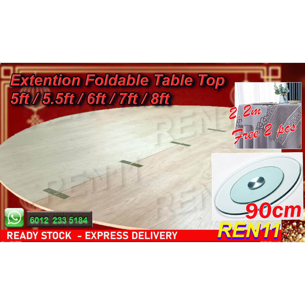 5FT / 5.5FT / 6FT FOLDABLE EXTENTION ROUND TABLE TOP | Shopee Malaysia