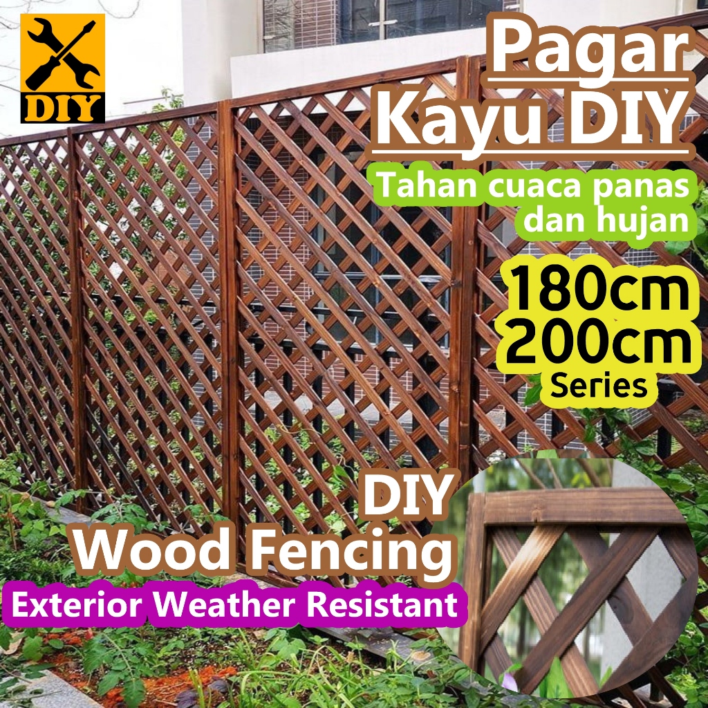 Pagar Kayu Wood Fencing XNet 180/200cm Outdoor Quality Wood Partition ...