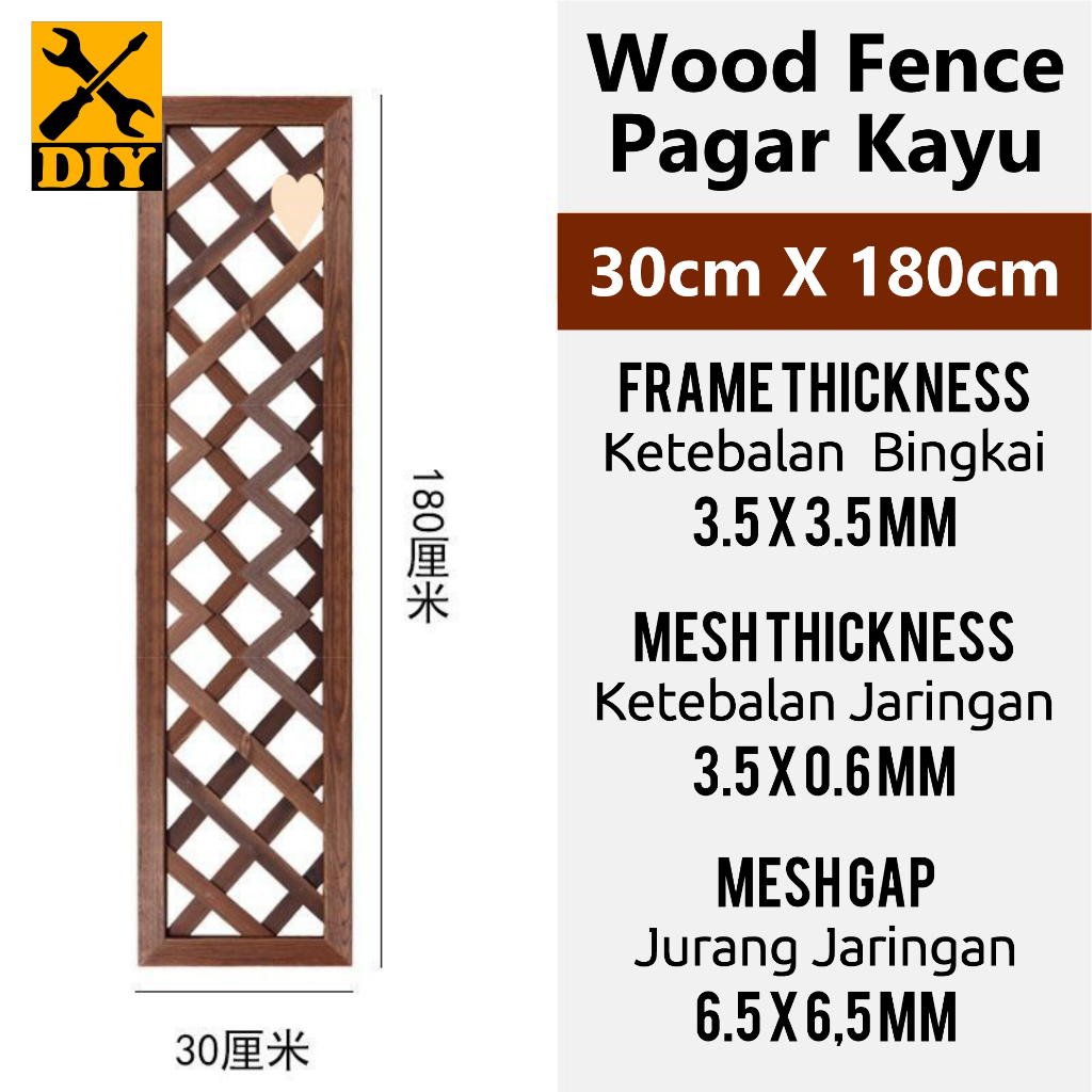 Pagar Kayu Wood Fencing XNet 180/200cm Outdoor Quality Wood Partition ...
