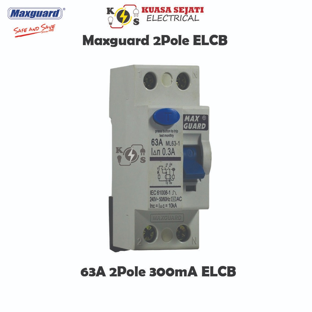 Maxguard 25A, 40A, 63A, 100A 2Pole ~ 4Pole RCCB (ELCB) | Shopee Malaysia