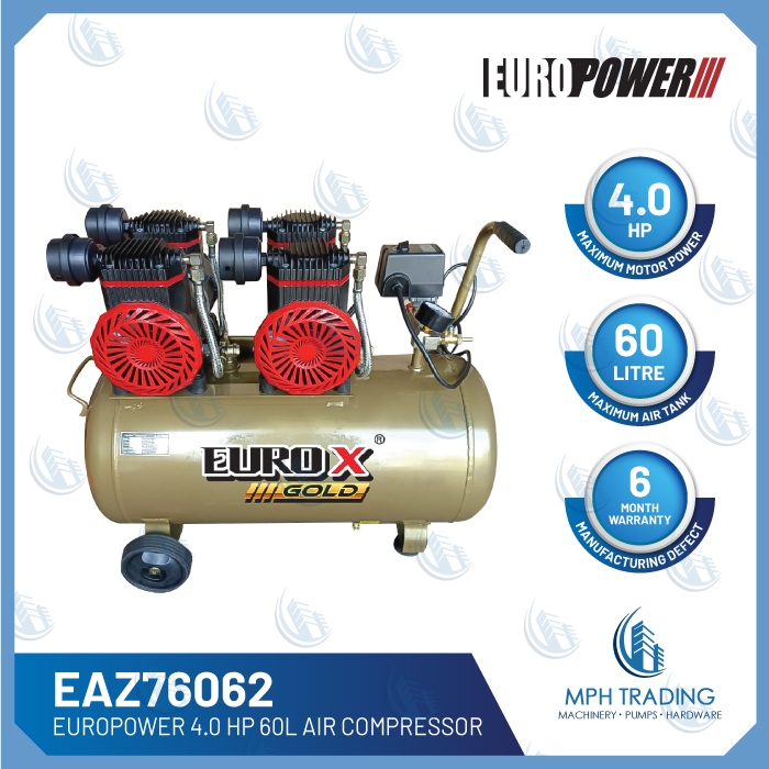 Europower Eurox Gold EAZ76062 Air Tank Oil-Free Air Compressor 4HP 60L | Shopee Malaysia