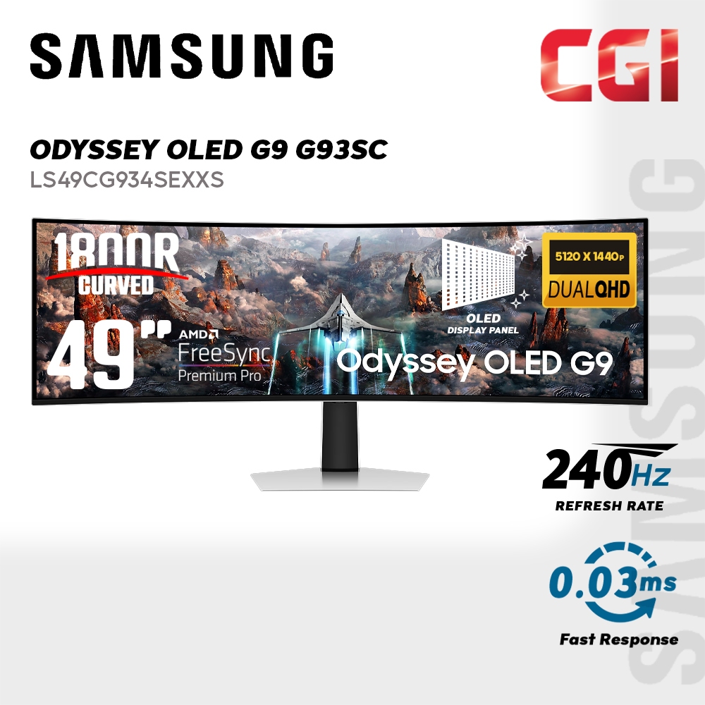 Samsung49'' Odyssey G93SC OLED Dual QHD 240Hz 0.3ms Freesync Curved ...