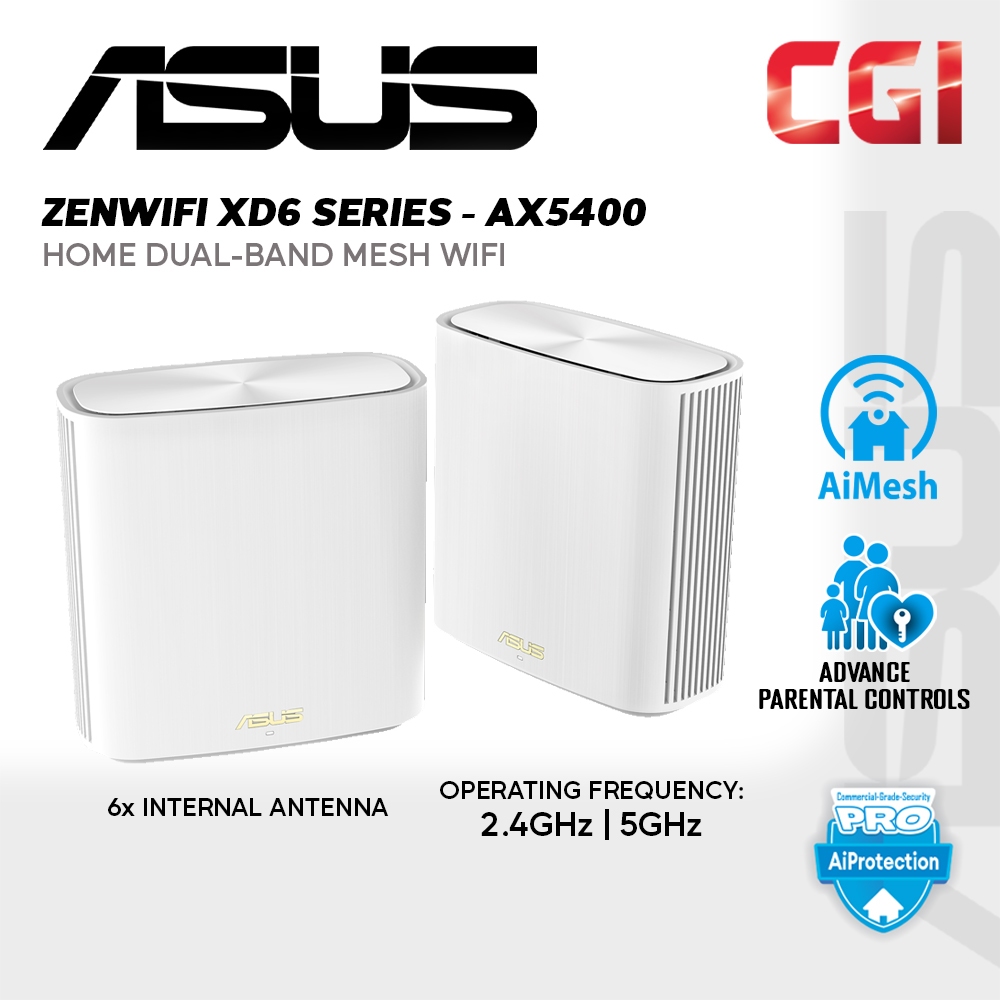 Asus ZenWiFi XD6 AX5400 Dual-Pack Mesh WiFi 6 System Advanced 5400Mbps ...