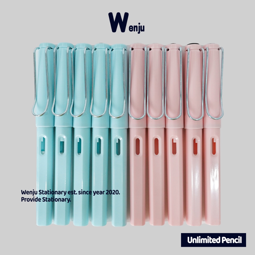 WENJU | Permanent Pencil with Free Eraser (Blue & Pink) | Shopee Malaysia