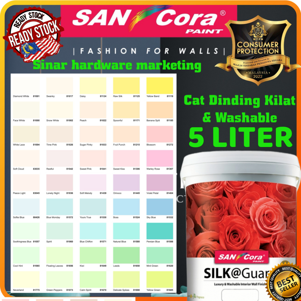 FOC GIFT SINAR SANCORA SILK GUARD 5 LITER INTERIOR SHEEN & WASHABLE ...