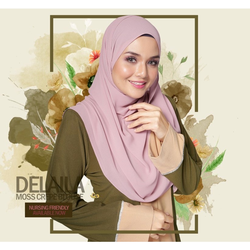 Blouse Delaila Moss Crepe DL001 Seaweed Green (Penghabisan Stock) | Shopee Malaysia