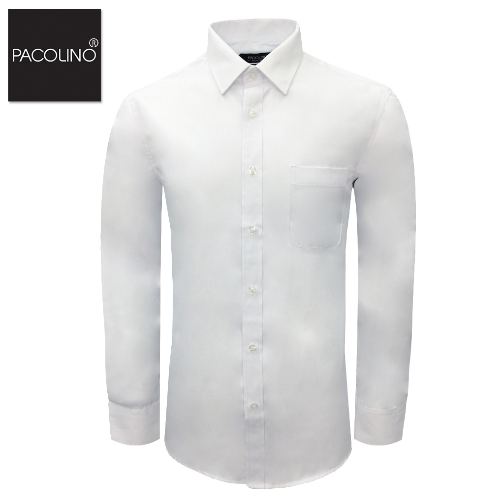 Lentino Plain Formal Casual Long Sleeve Men Shirt Slim - White Colour ...