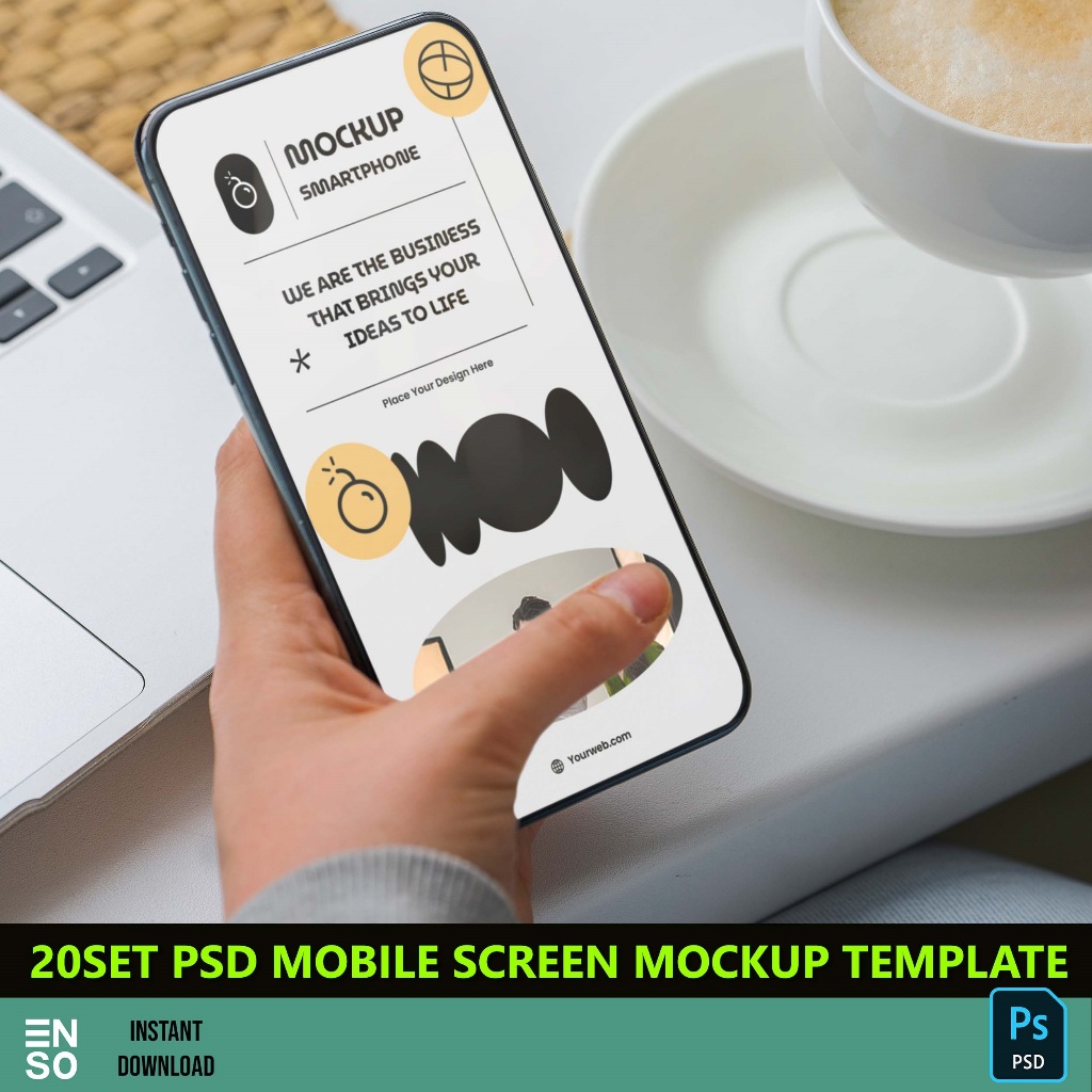 20-Set PSD Mobile Screen Mockup | Editable Mockup Design Template ...