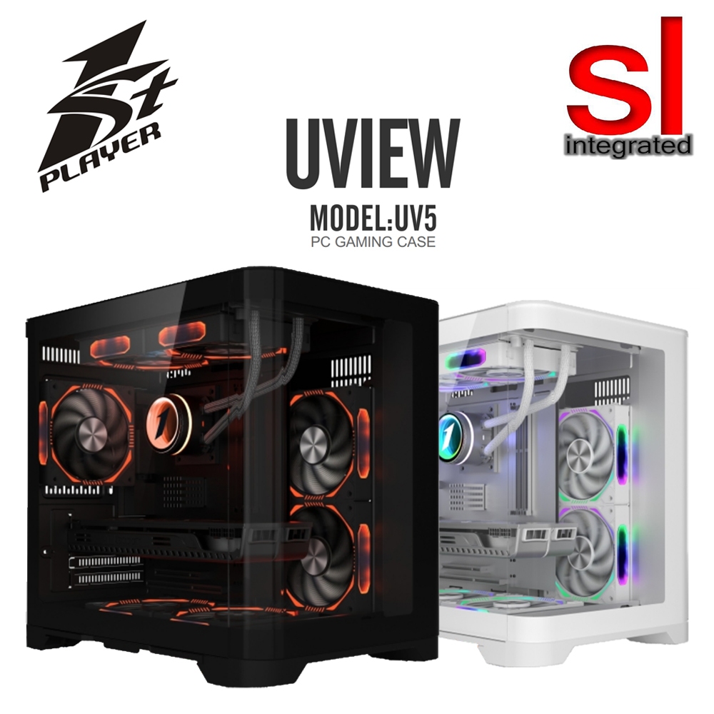 1st Player UV5 [BLACK/WHITE] Micro ATX Gaming PC Casing with U-Shaped ...
