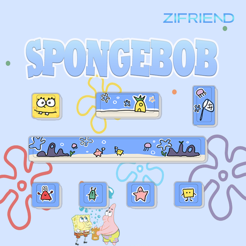 Zifriend PBT 8 PCS keycap DIY 6.25u space esc enter spongebob sea cat ...