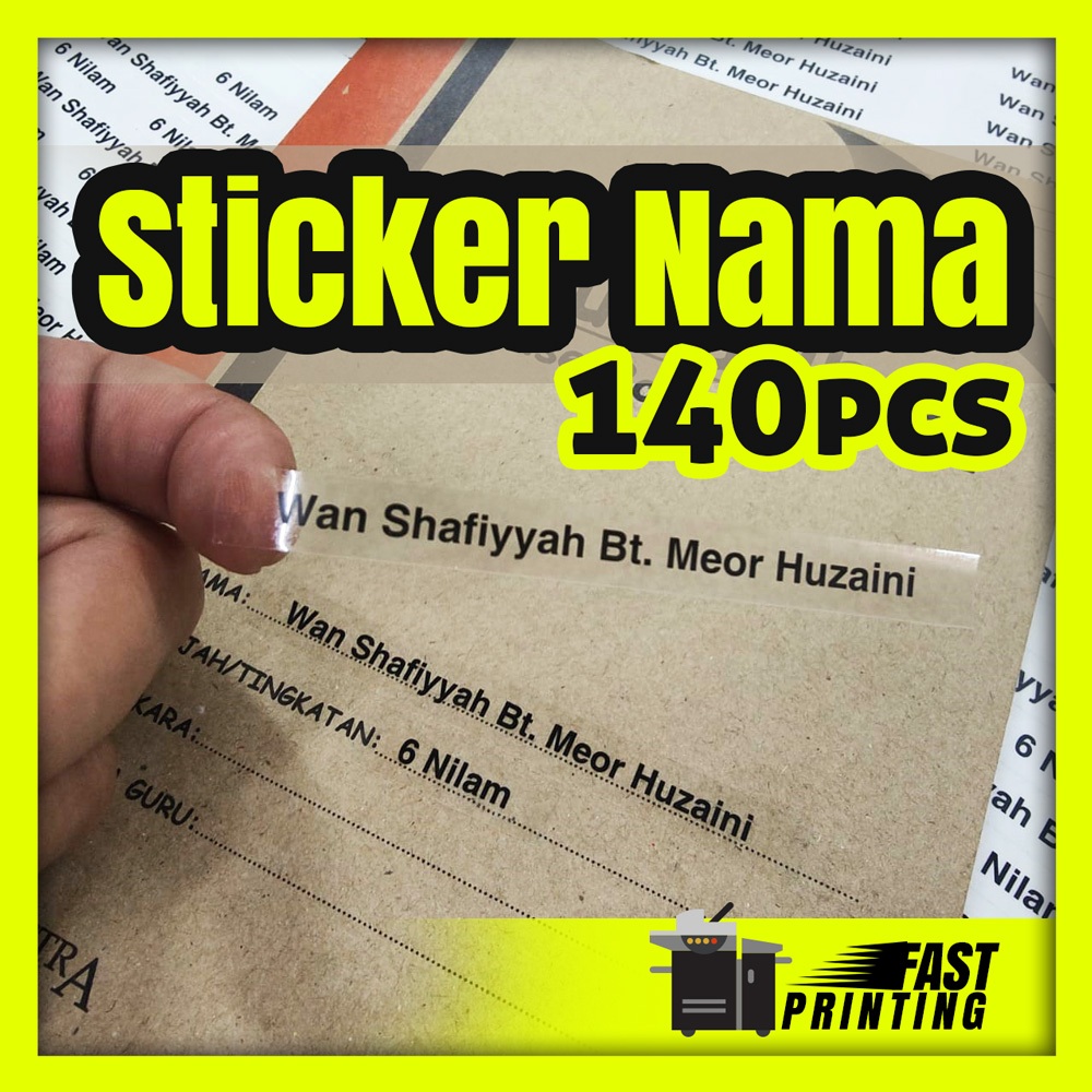 140 pcs Sticker Nama Kelas Bilik Darjah Budak Sekolah Rendah Kalis Air ...