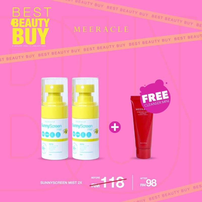 Meeracle Sunnysunscreen Mist Set Combo Original( Free mini cleanser ...