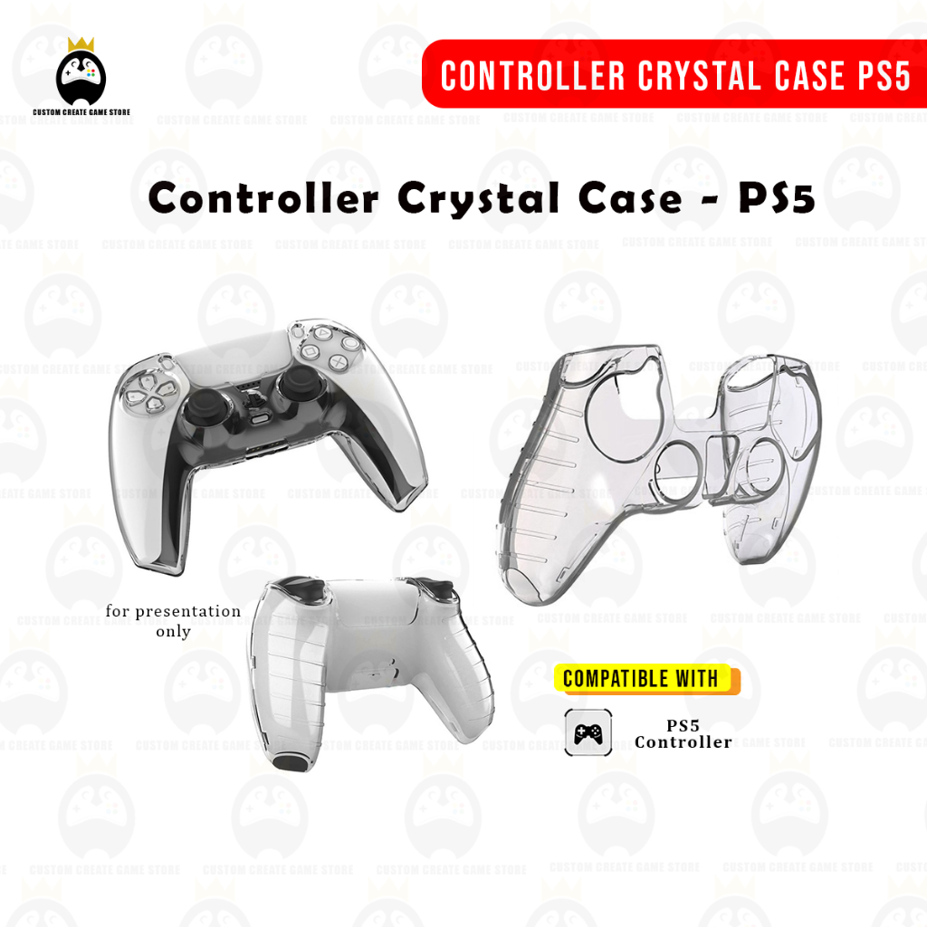 PS5 Controller Crystal Clear Case Transparent Hard Protective Cover ...