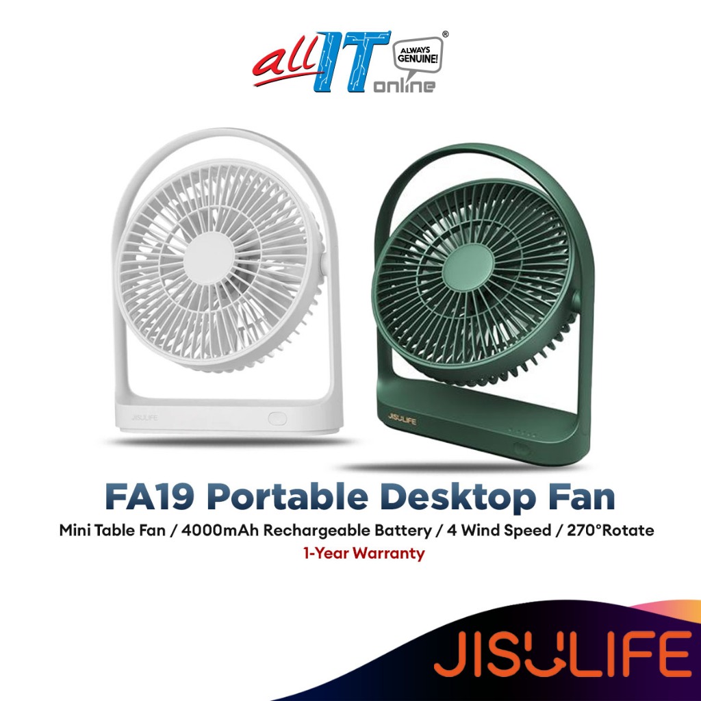 JISULIFE FA19 Portable Desktop Fan / Mini Table Fan / 4000mAh ...
