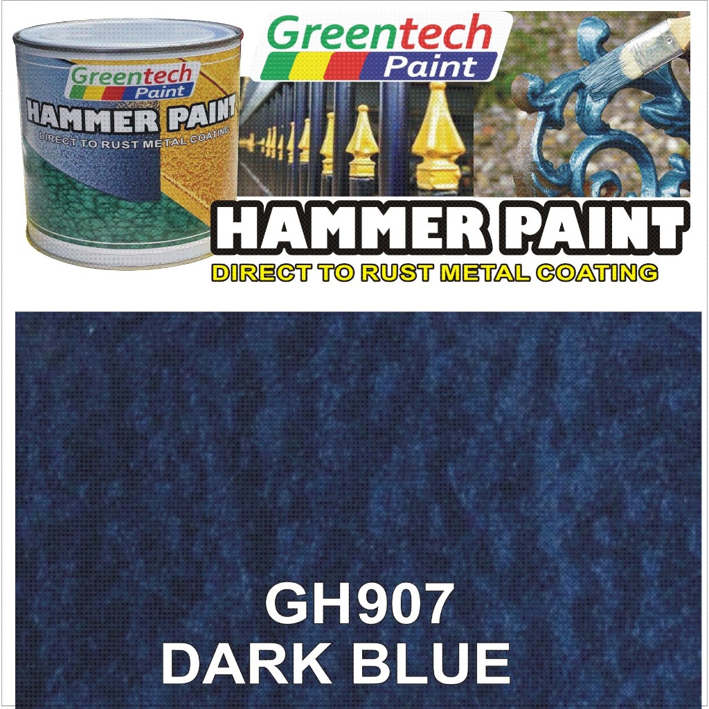 GH907 DARK BLUE ( HEMMER PAINT GREENTECH ) HAMMERED Finish Direct to Rust Metal Paint Hammerite ...