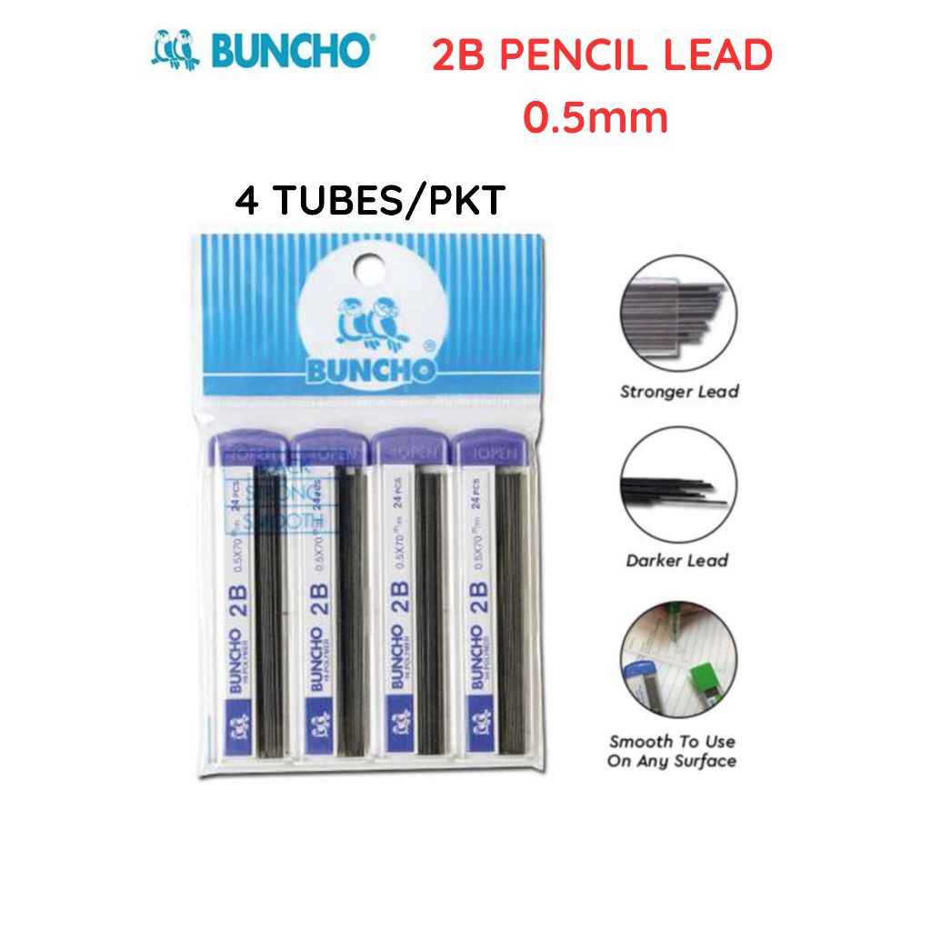 [ Buncho ] 2B Mechanical Pencil Lead 0.5mm (4 in 1) | Shopee Malaysia