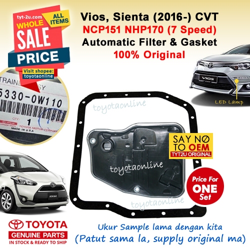 Vios Sienta CVT (2016-) Automatic Filter & Gasket (CVT) Auto 35168 ...