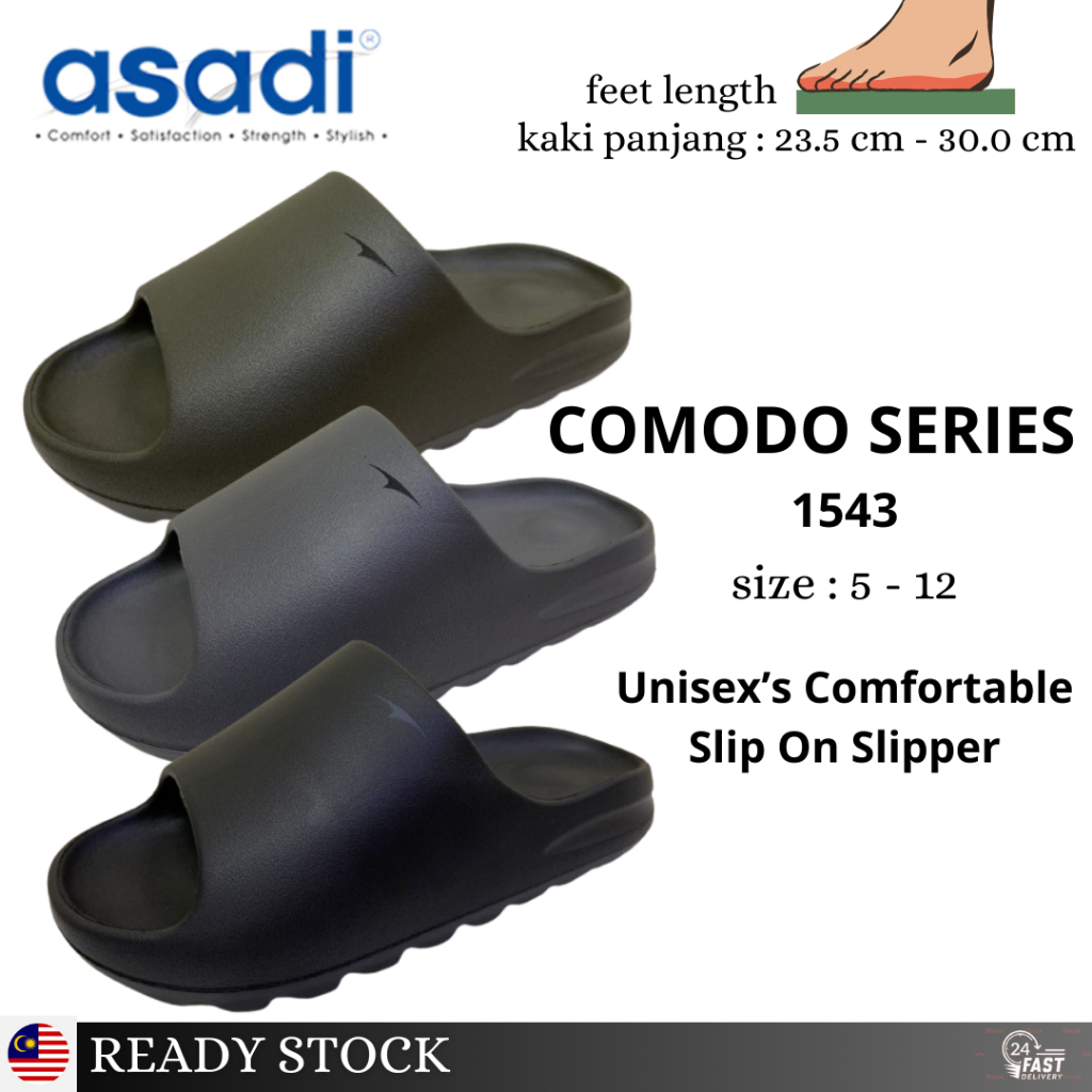 ASADI MAN M - 1543 COMODO SERIES WIDE FEET SLIPPER | KASUT LELAKI ...