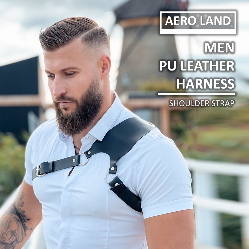 (Type D) Men Leather Suspender Shoulder Strap Chest Harness Shoulder ...