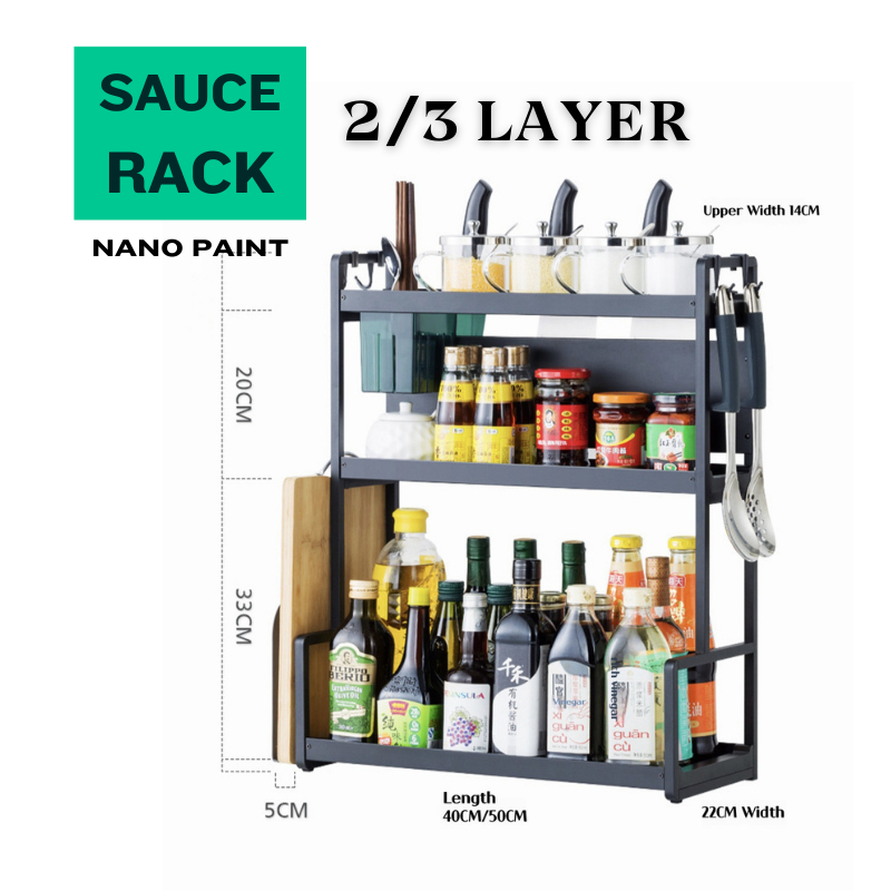 HOMS Black Kitchen Racks Sauce Storage Shelf Condiment Organizer Spice ...