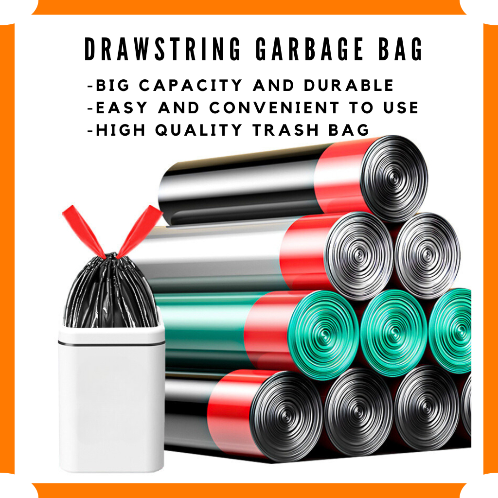 Automatic Closing Tie On Garbage Bag Dustbin Bags with Rope Easy Pull ...