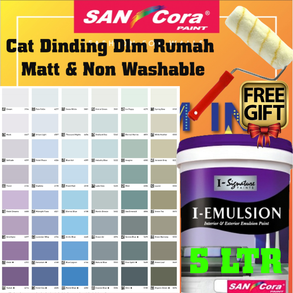 5 LITER SANCORA I EMULSION INTERIOR & EXTERIOR WALL PAINT CAT DINDING ...
