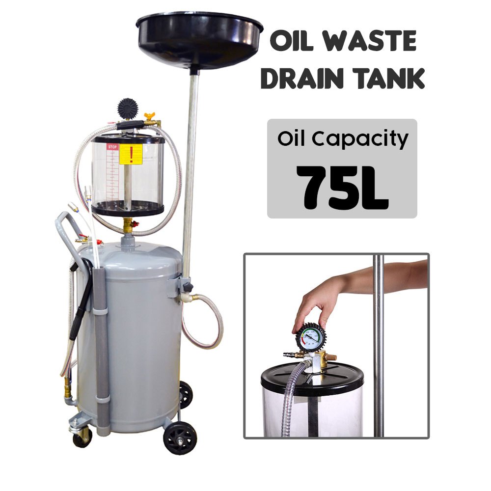 3197 Oil Receiver 75L Portable Oil Waste Drain Tank Air Operated ...