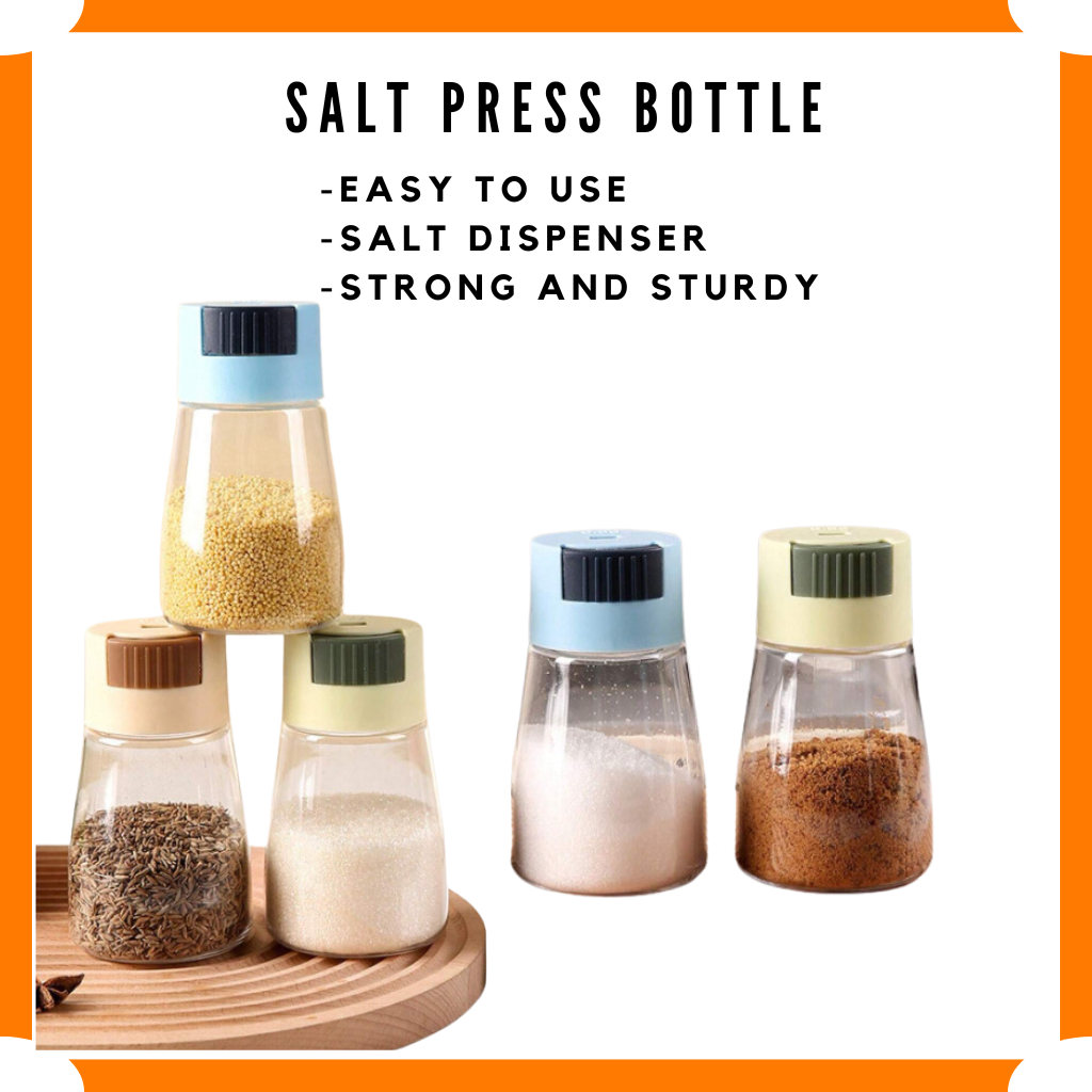 Salt Dispenser (180ML) Salt Press Bottle 1 Press 0.5g Spice Sugar Pepper Seasoning Bottle ...