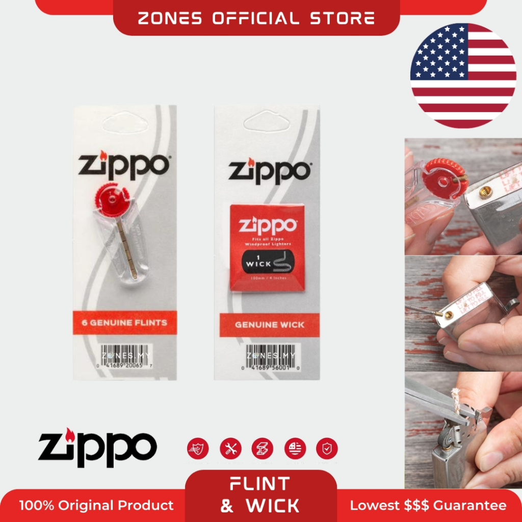 🇺🇸 Zippo USA Replacement Genuine Flint + Wick (Batu + Sumbu) | 100% ...