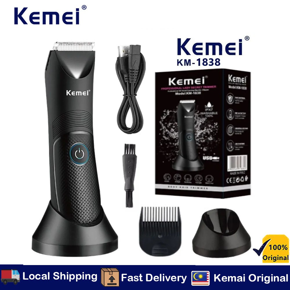 Kemei KM-1838 Groin Area Hair Trimmer Lawn Mower Ceramic Blade Waterproof Wet Dry Clippers Pubic ...