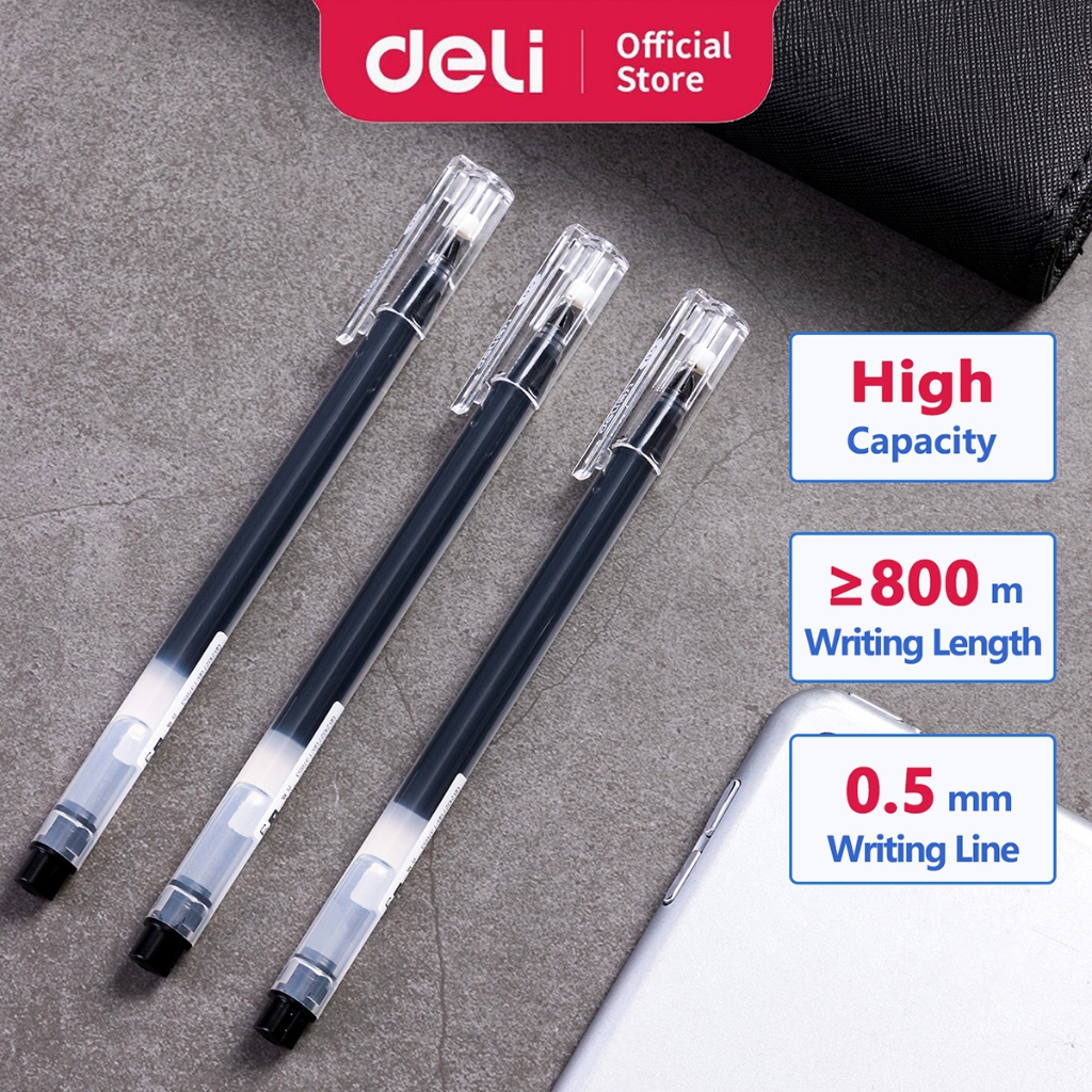 Deli Direct Liquid Gel Pen 0.5mm Needle Tip Quick Drying Smooth Writing ...