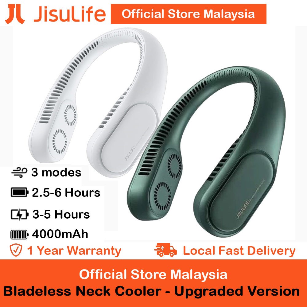 JISULIFE 4 Turbo Bladeless Neck Cooler Strong Wind Portable Neck Fan ...
