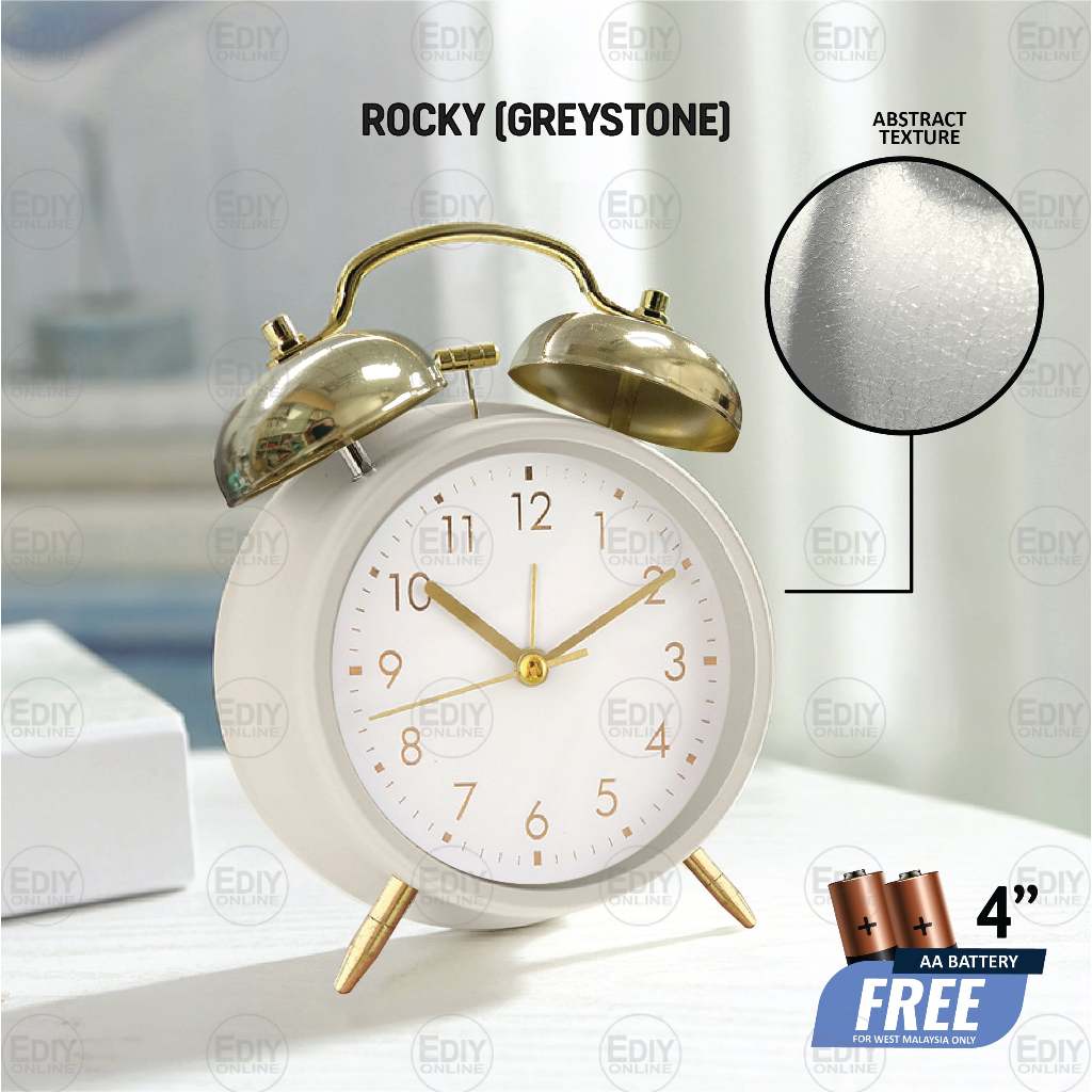 4"Classic Retro Quartz Alarm Clock Loud Sound Twin Bell Analogue Desk ...