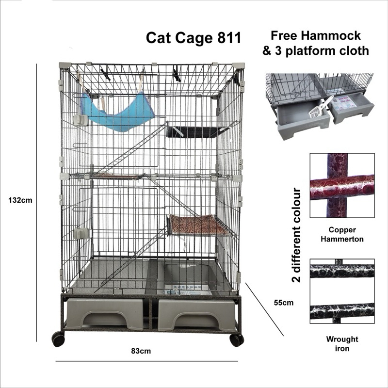 811 Cage Multi Purpose Premium Cage Pet Cat Premium 3 level Cage Rumah ...