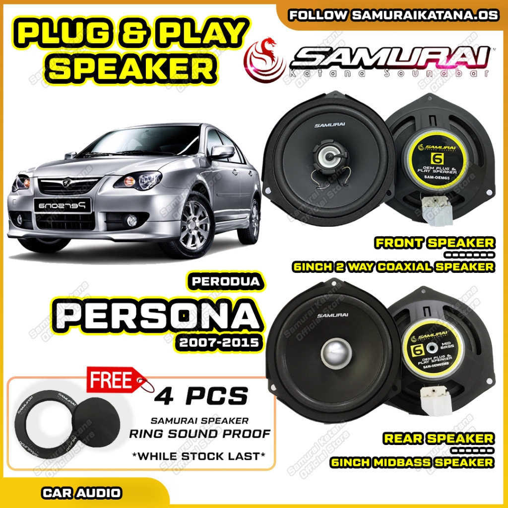 🔊 Proton Persona 07-15 Speaker Plug & Play Speaker SAMURAI KATANA SOUNDBAR OEM Car Audio PNP ...
