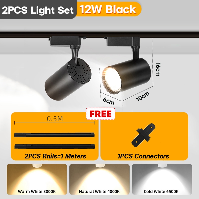 【6pcs/4pcs/3pcs】3 Color LED Track Lights spotlight 50W 40W 30W Complete ...