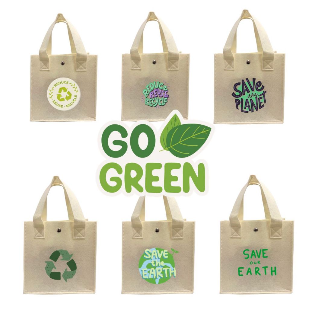 Tote Bag Go Green Love The Planet Save The Earth Canvas Bag Beg Murah ...