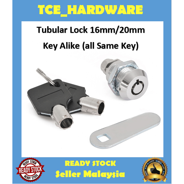 16mm/ 20mm Tubular Cam Lock Key alike Cylinder For Drawer Locker ...